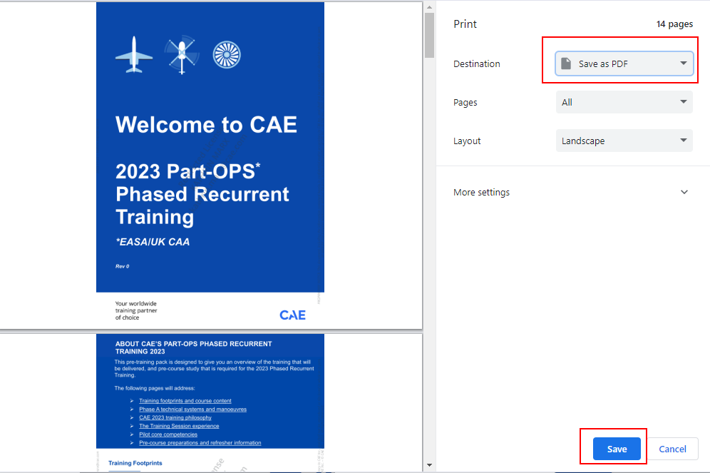 Printing and Downloading Documents to Study Offline – CAE